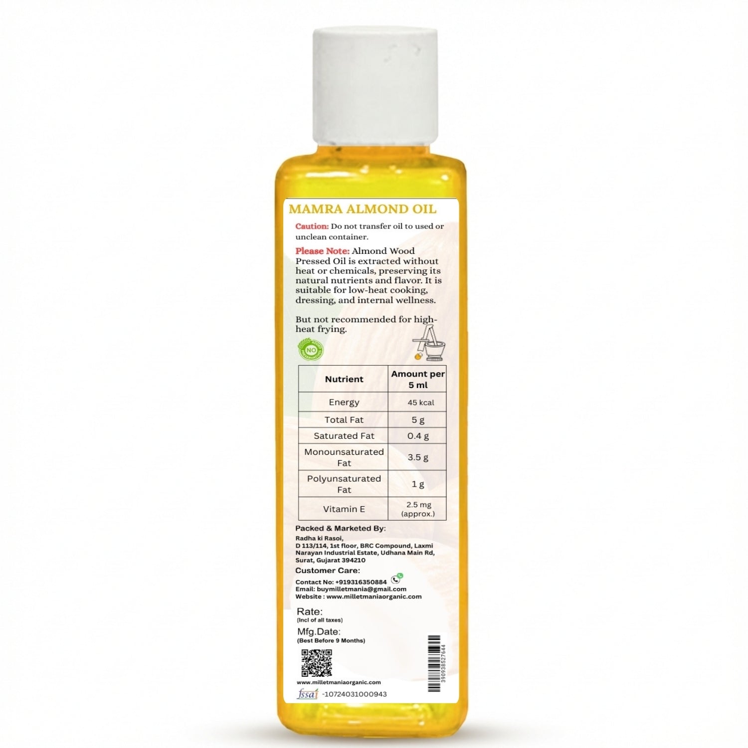 Kashmiri Mamra Almond Oil (100ml) – Millet Mania