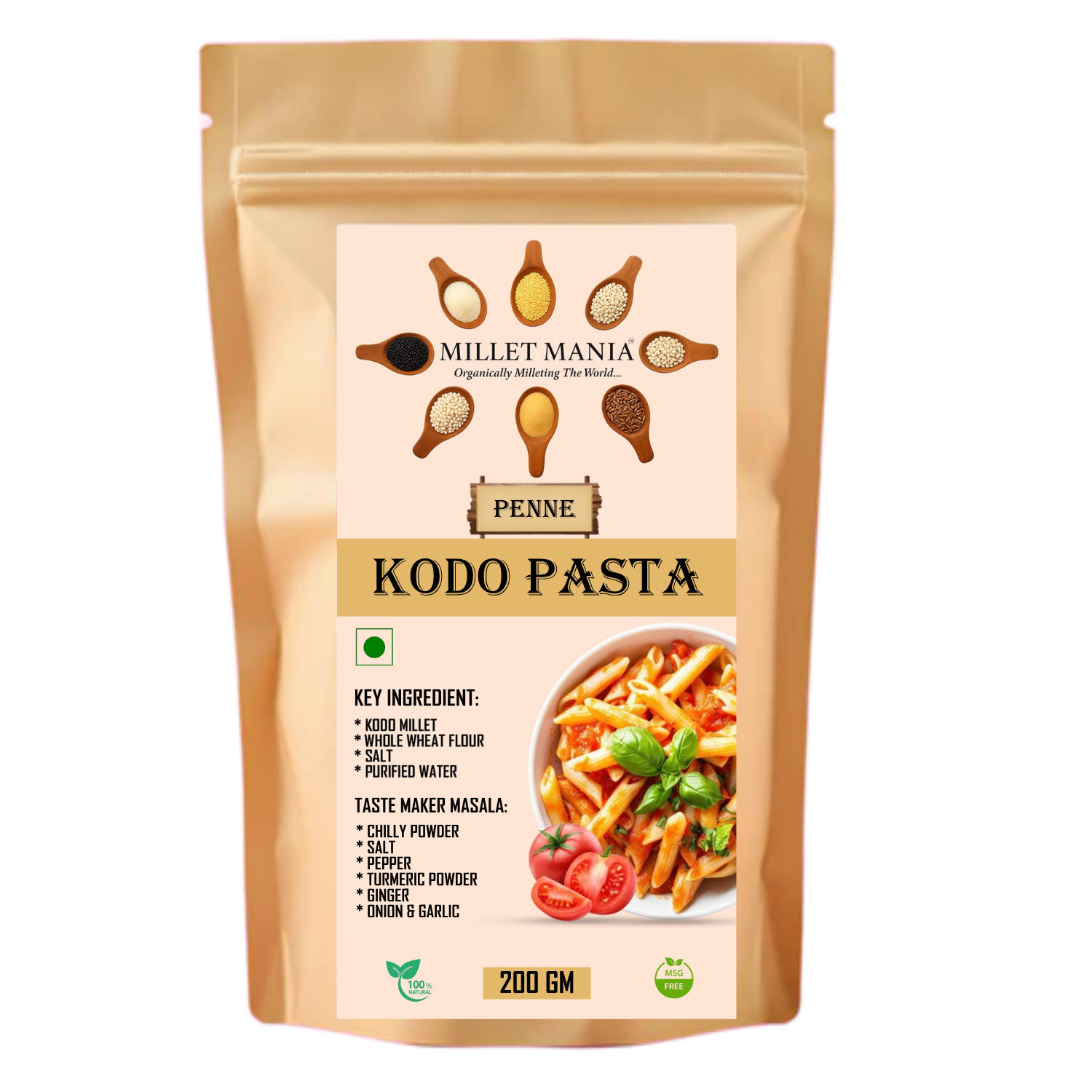 Kodo Penne Pasta (200g) – Millet Mania