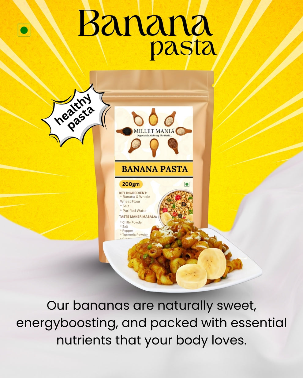 Banana Flour Pasta (200 g) | Maida-Free, Easy to Digest & Guilt-Free ...